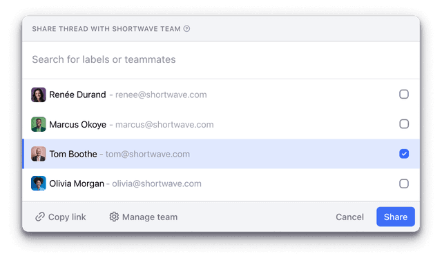 Share & discuss emails with your team